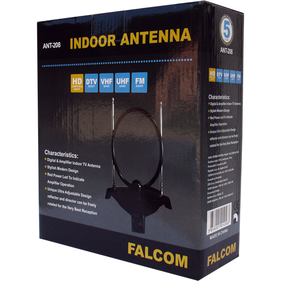 Antena sobna sa pojačalom, UHF/VHF, boja crna - Falcom | Antene / Antene sobne