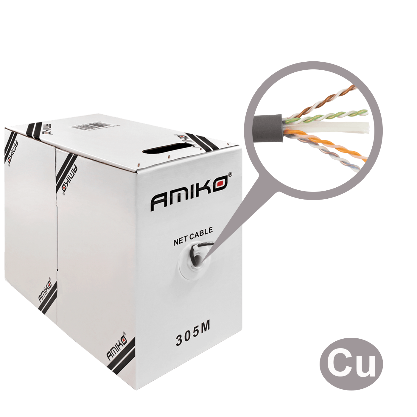 Mrežni FTP kabel, CAT6, CU, 305 met - Amiko